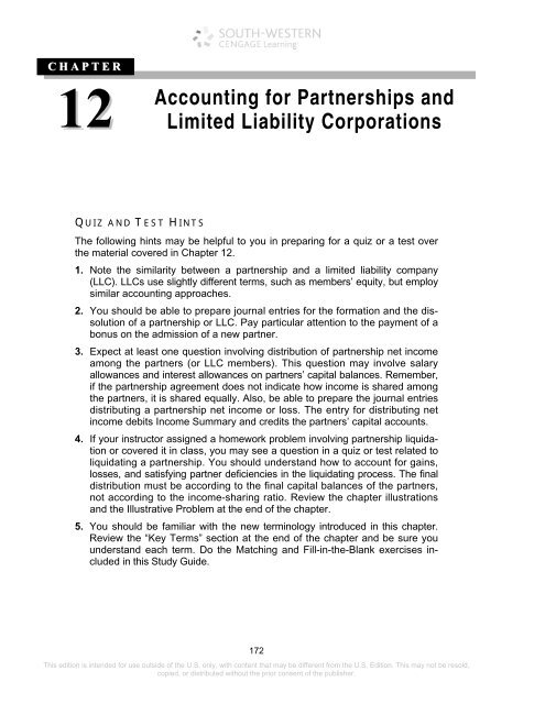 Accounting for Partnerships and Limited Liability Corporations