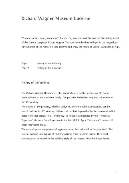 Richard Wagner Museum Lucerne - Richard Wagner Museum Luzern