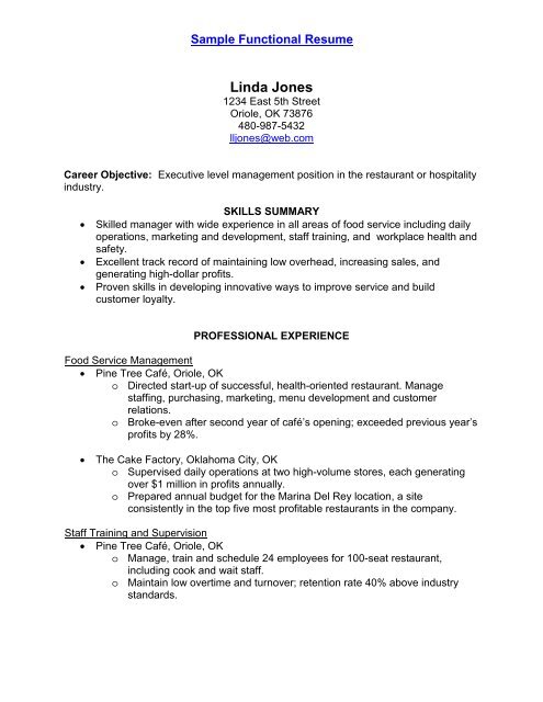 Sample Functional Resume AARP WorkSearch