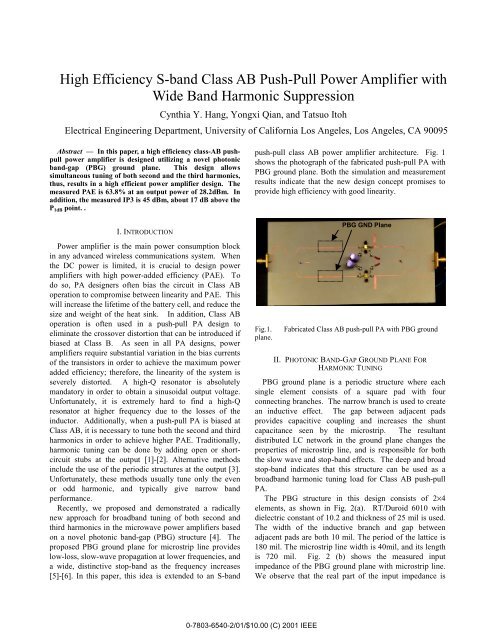 High Efficiency S-band Class AB Push-Pull Power Amplifier - UCLA ...