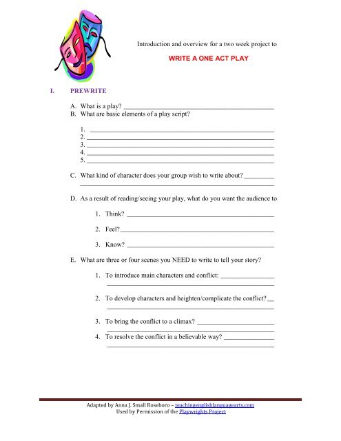 Writing A One Act Play Teachingenglishlanguagearts