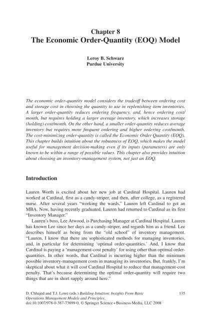 The Economic Order-Quantity (EOQ) Model - Industrial and Systems ...