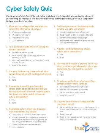 True or False? 1. You sho