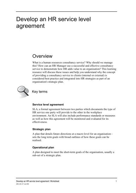 Internal Service Level Agreement Template