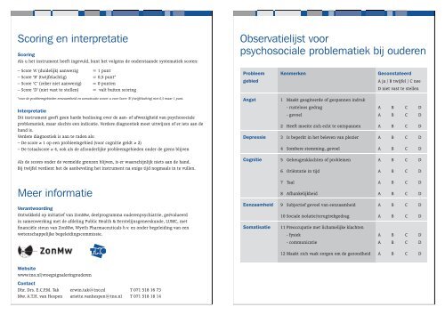 Observatielijst psychosociale problematiek bij ouderen - BTSG