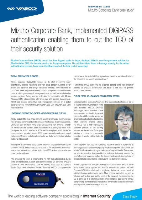 Mizuho Corporate Bank, implemented DIGIPASS ... - Vasco