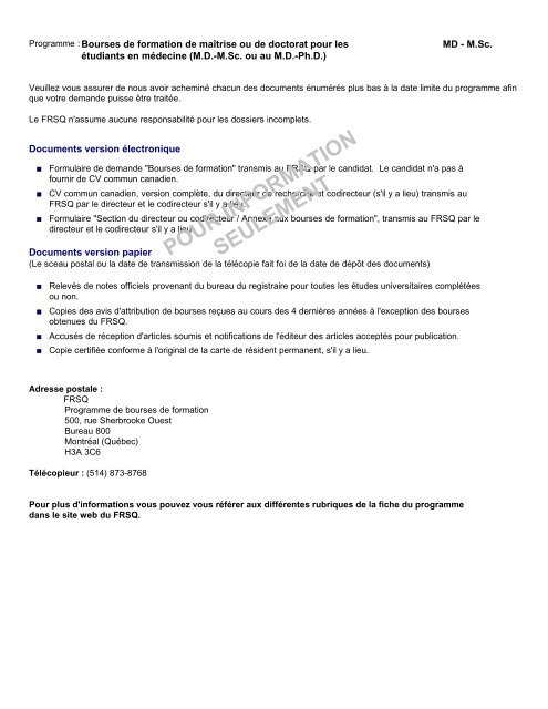 Formulaire 2007-2008 de demande de bourses de formation de ...