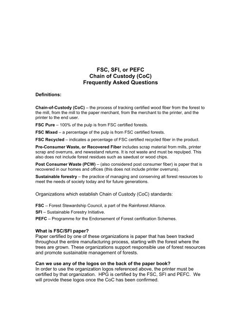 FSC, SFI, or PEFC - Harding Poorman