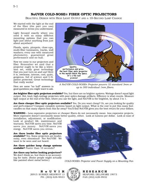 NoUVIR COLD-NOSE® FIBER OPTIC PROJECTORS