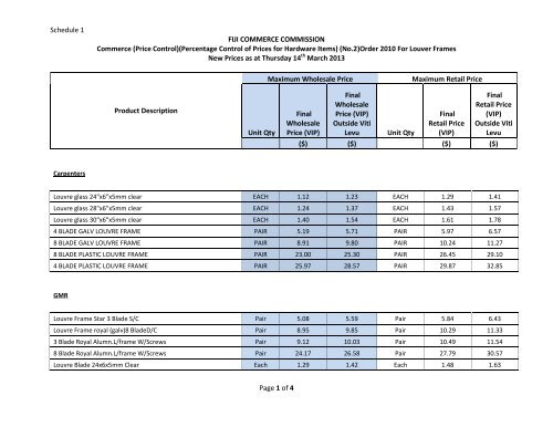 Master Price List-Louvers as at 14/03/2013 - The Commerce ...