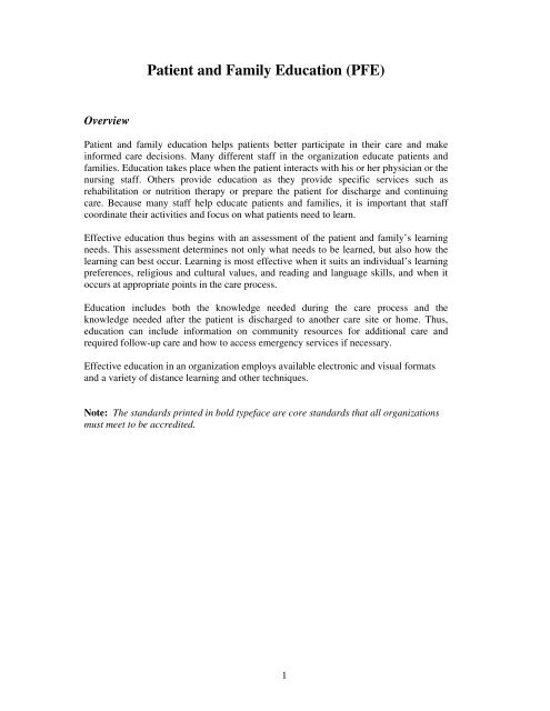 Patient and Family Education (PFE)