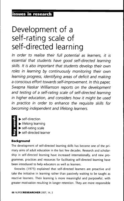 Development of a self-rating scale of self-directed learning