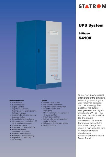 UPS System S4100 - Statron