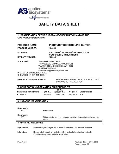 SAFETY DATA SHEET - Applied Biosystems