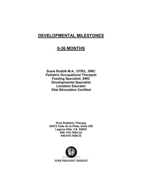 developmental milestones 0-36 months - Pure Pediatric Therapy