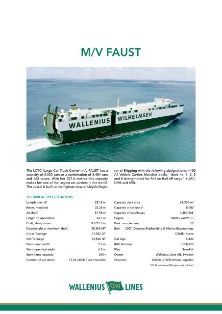 M/V FAUST - Wallenius Lines