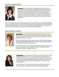 Keynote Speaker Profile Afternoon Address - Speaker Profiles