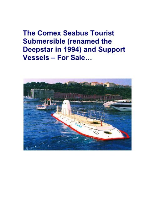 Deepstar Submarine Specifications - Deep Sea Adventures