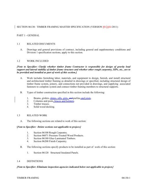 Timber Frame Master Spec - PDF Format