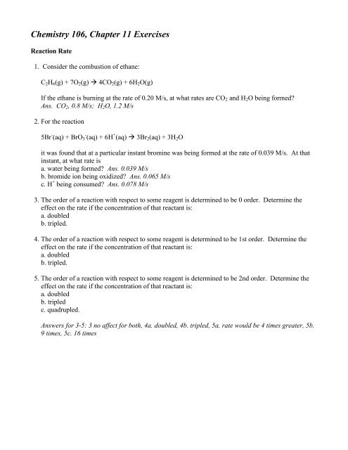 Chemistry 106, Chapter 11 Exercises