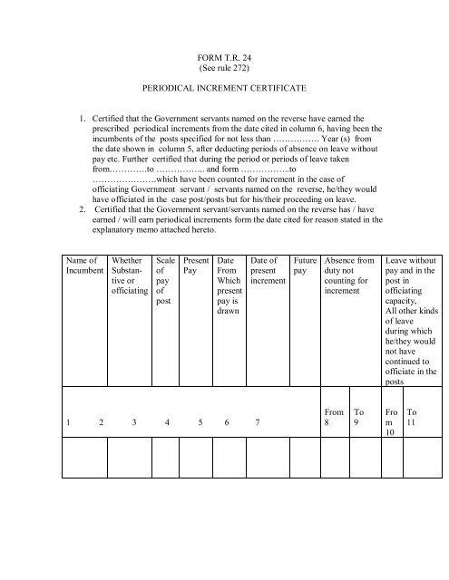 FORM T.R. 24 (See rule 272) PERIODICAL INCREMENT ...
