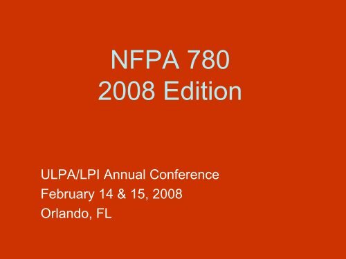 NFPA 780 2008 Edition - Lightning Protection Institute