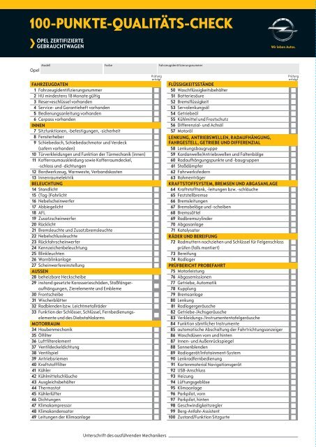 100-punkte-Qualitäts-CheCk
