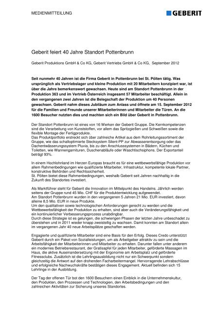 Tag der offenen Türe (Text) - Geberit Tag der offenen Türe (Text) - Geberit