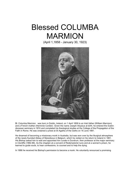 Blessed COLUMBA MARMION - The Mystical Side of God