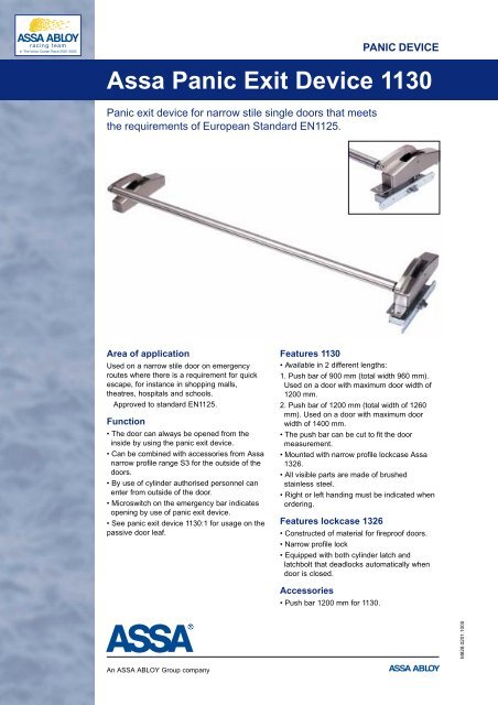 Assa Panic Exit Device 1130 - ASSA ABLOY