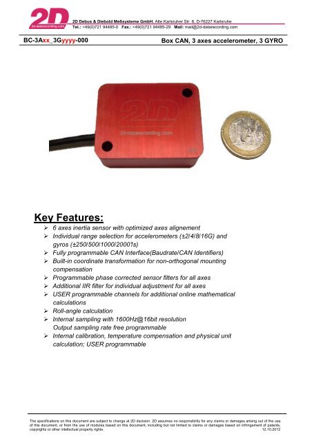 data sheet - 2D Debus & Diebold MeÃ systeme GmbH