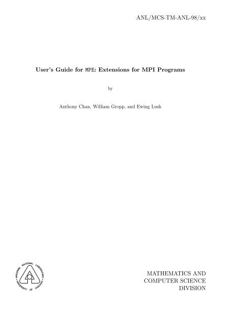 User's Guide for MPE - tp.mcs.anl.gov - Argonne National Laboratory