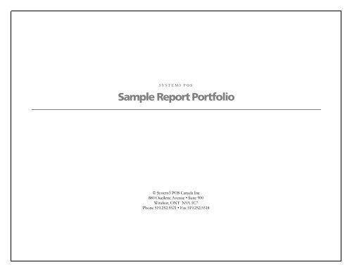 Sample Report Portfolio - System3