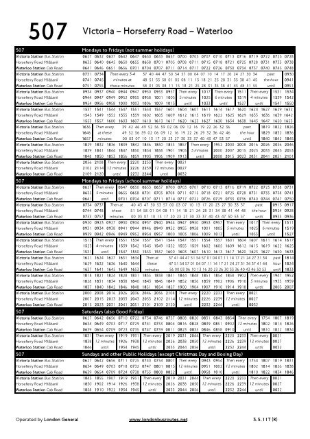 507 Victoria â Horseferry Road â Waterloo - London Bus Routes