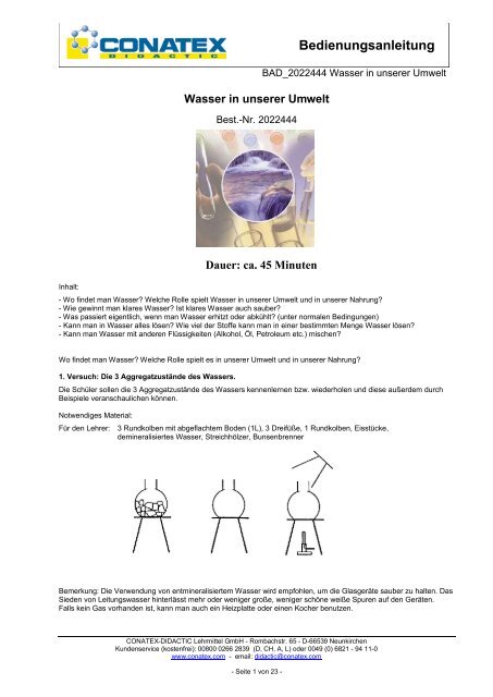 Bedienungsanleitung - Conatex-Didactic Lehrmittel GmbH