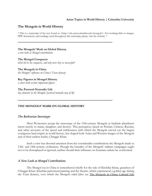 The Mongols In World History