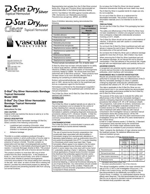 D-Stat Dry Silver & D-Stat Dry Clear Silver IFU US - Vascular ...
