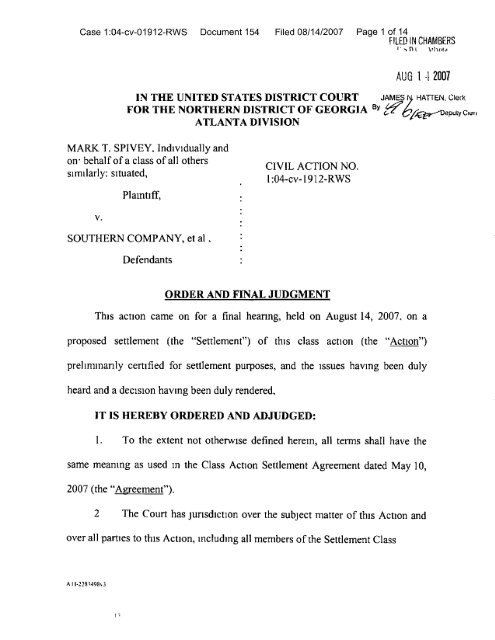 Order and Final Judgment - KellerSettlements.com