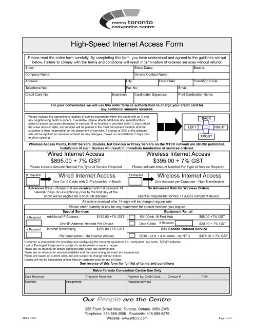 Internet Service Order Form