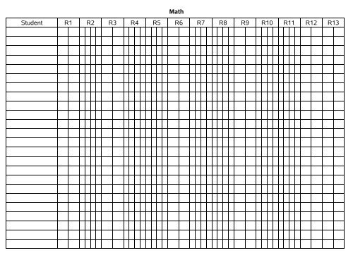 R. Math Skills - Tracking Sheets