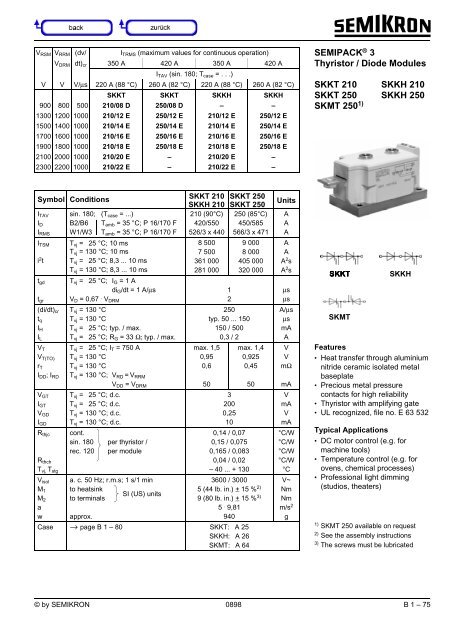 SEMIPACK® 3 Thyristor / Diode Modules SKKT 210 SKKH 210 ...