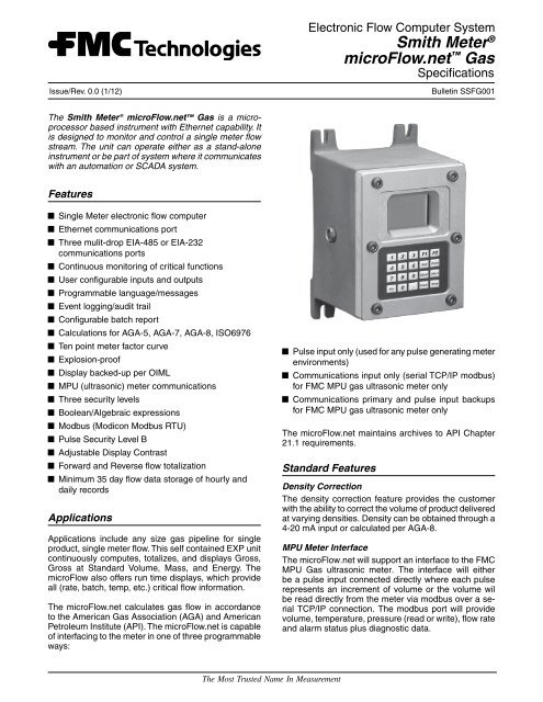 Smith MeterÂ® microFlow.netâ ¢ Gas - FMC Technologies