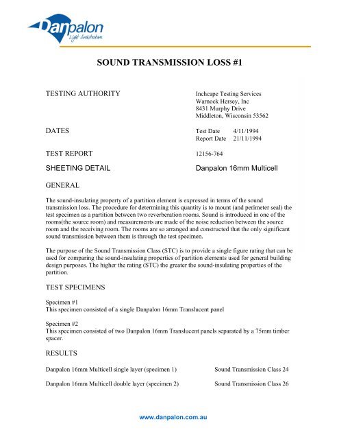 SOUND TRANSMISSION LOSS #1 - Danpalon
