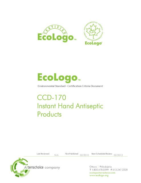 CCD-170 Instant Hand Antiseptic Products - EcoLogo