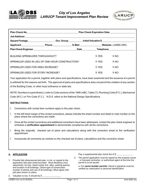 LARUCP Tenant Improvement Plan Review - ladbs