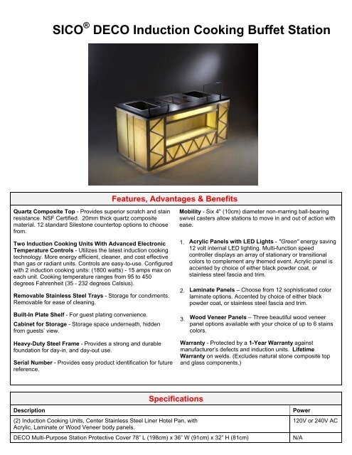 SICO DECO Induction Cooking Buffet Station - Sico Inc.