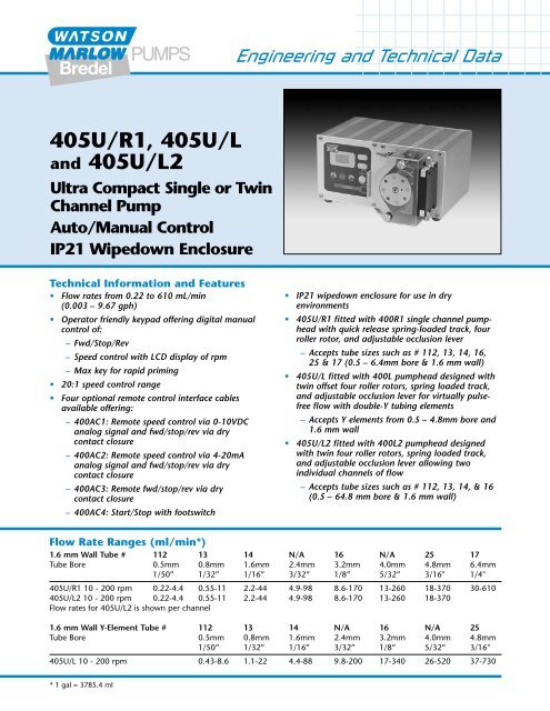 405U/R1, 405U/L and 405U/L2 - Watson-Marlow GmbH
