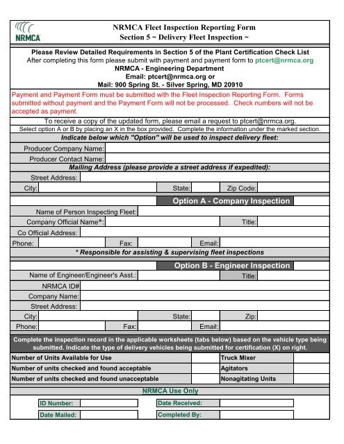 Delivery Fleet Inspection Form