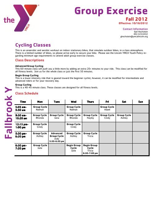 Fallbrook Group Exercise Schedule - Ymca