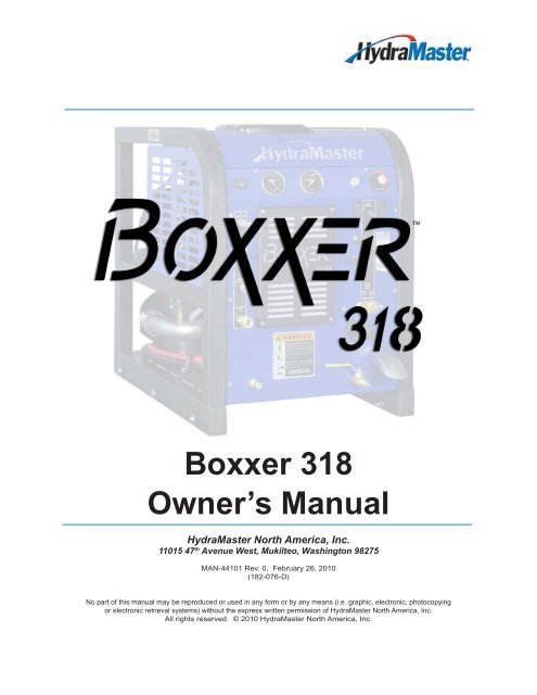 Boxxer 318 Owner's Manual - HydraMaster
